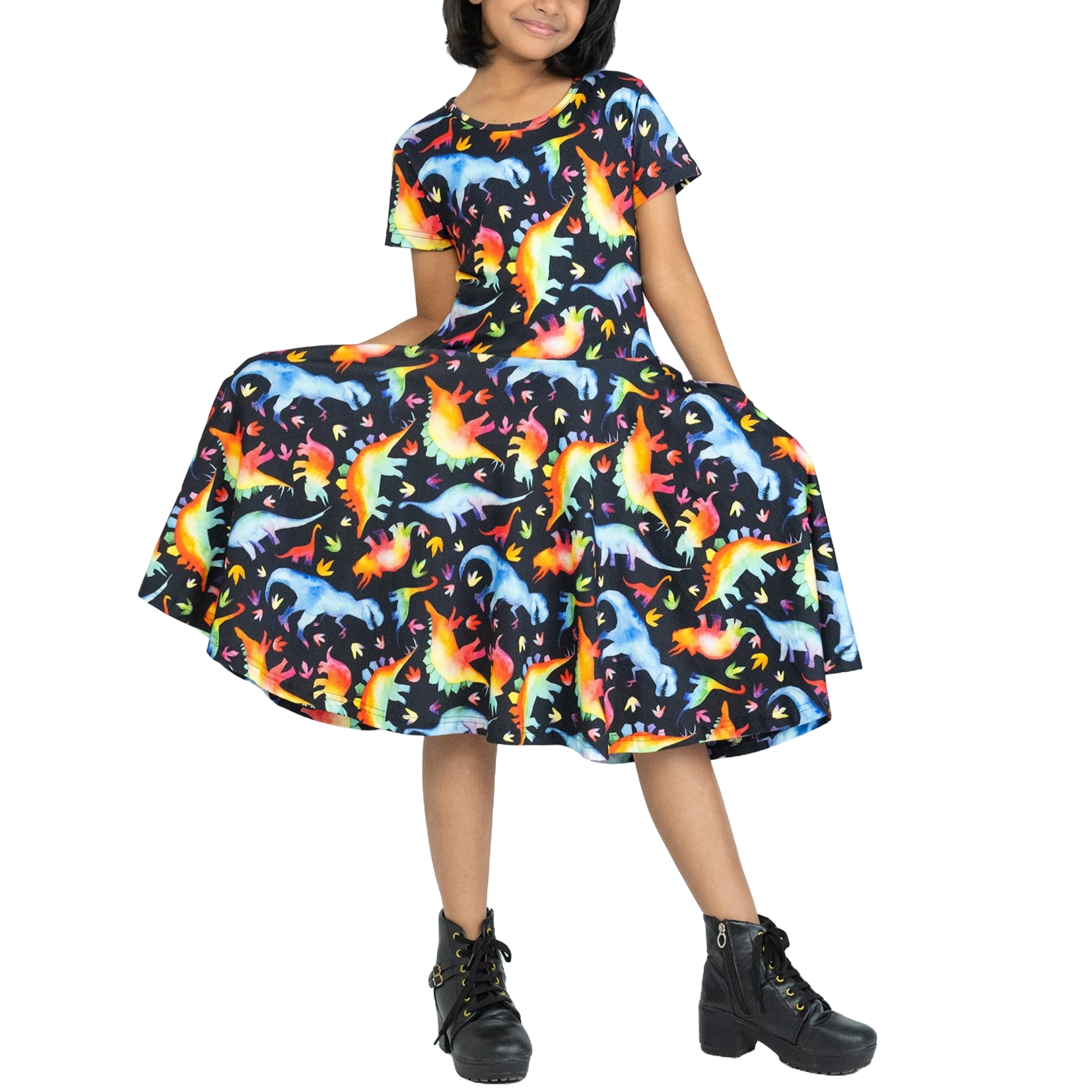 Rainbowsaurus Kids Twirl Dress Svaha USA – Svaha USA