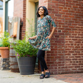 Botanical Library 3/4th Sleeve Swing Dress Svaha USA