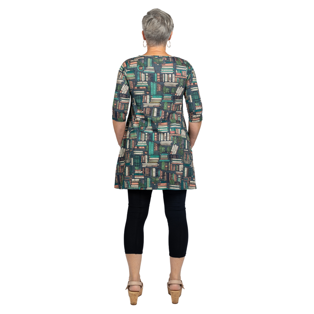 Botanical Library 3/4th Sleeve Swing Dress Svaha USA