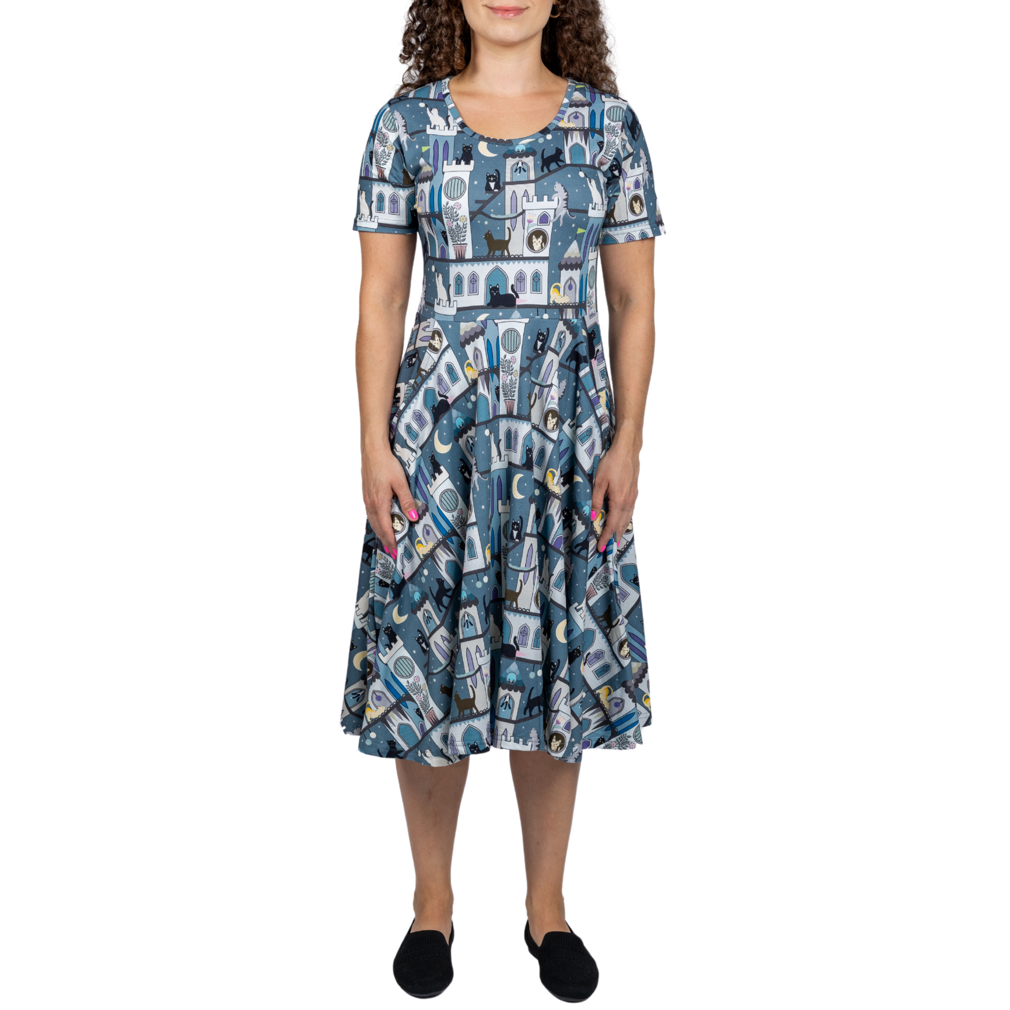 Cats and Castles Twirl Dress Svaha USA