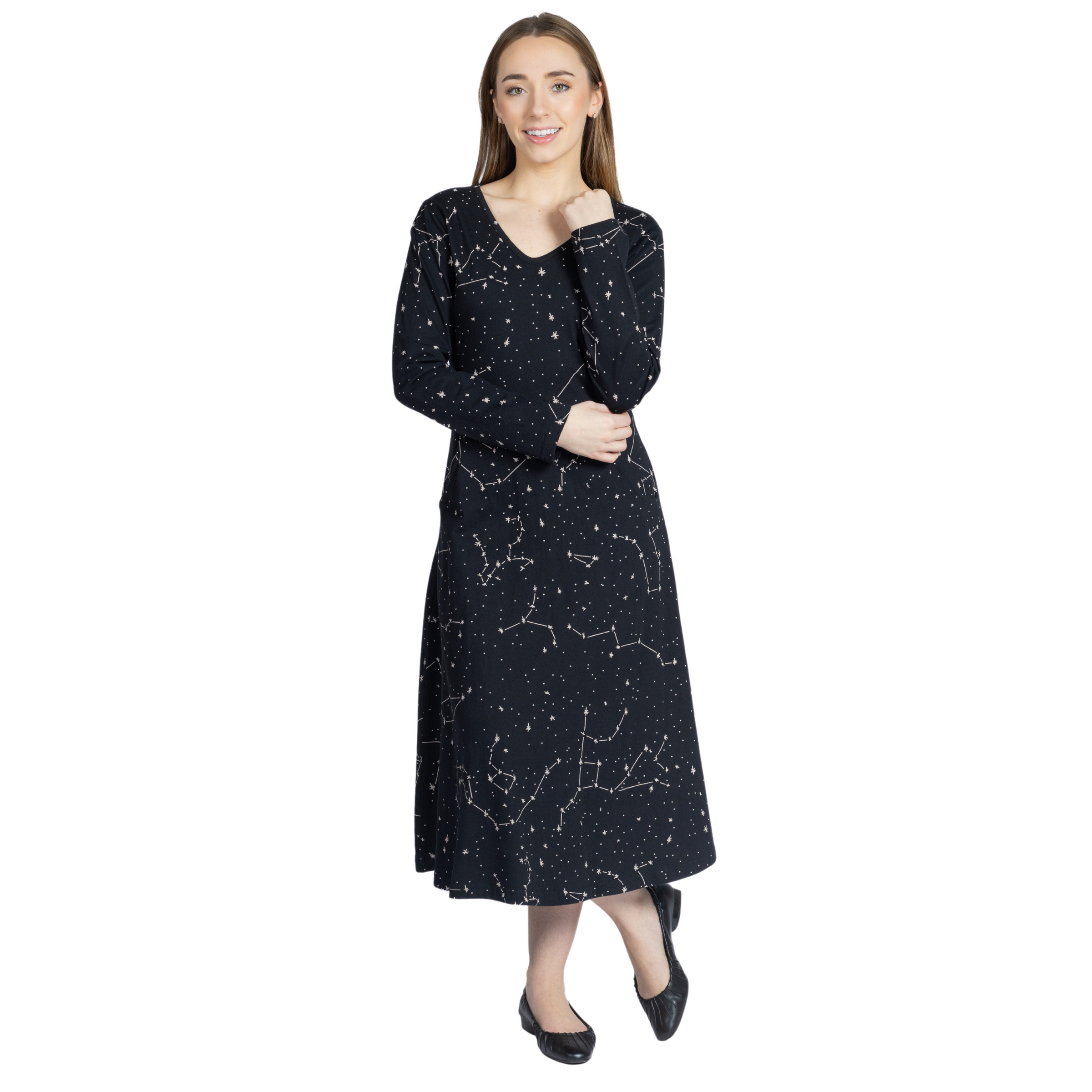 Constellations Glow-in-the-dark Long Sleeves Midi Dress Svaha USA