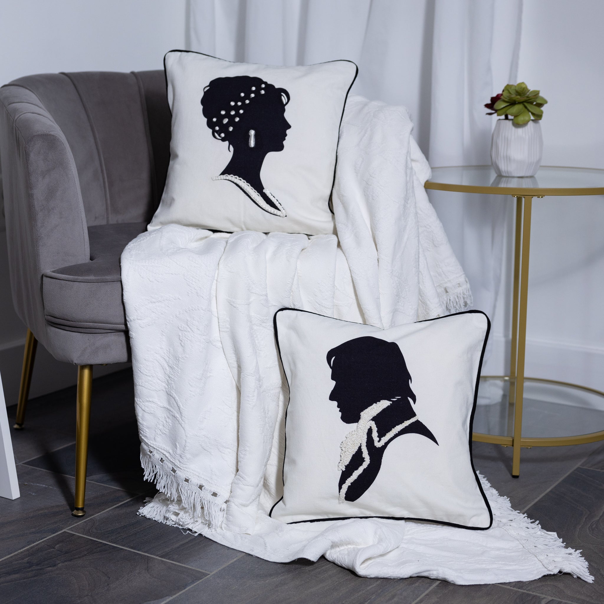 Lizzy and Mr. Darcy Cushion Covers Set Svaha USA